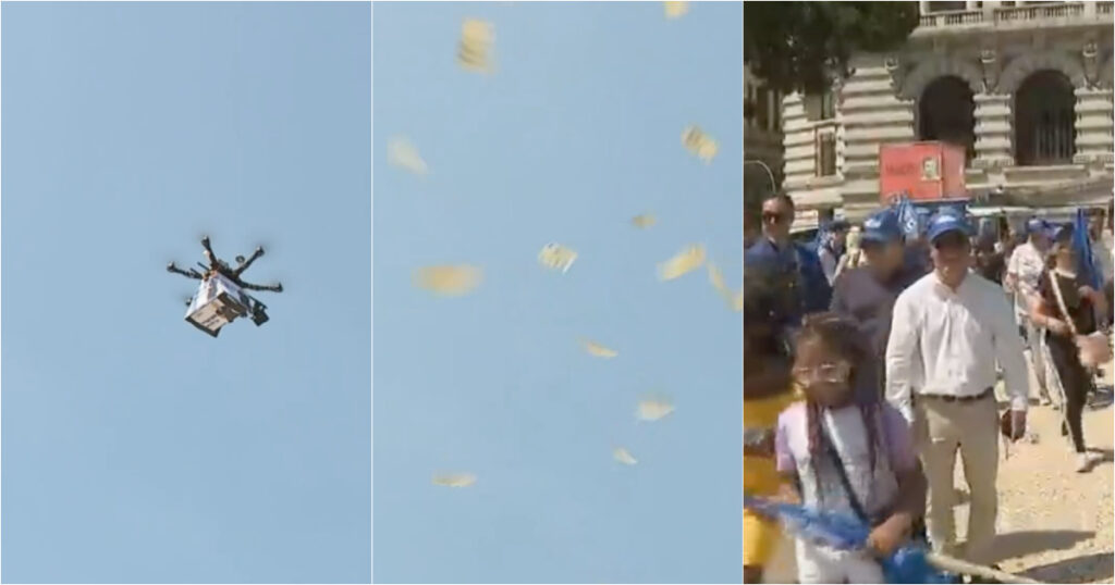 Candidatura de Aníbal Pinto fez chover notas de 5 euros com um drone no Porto